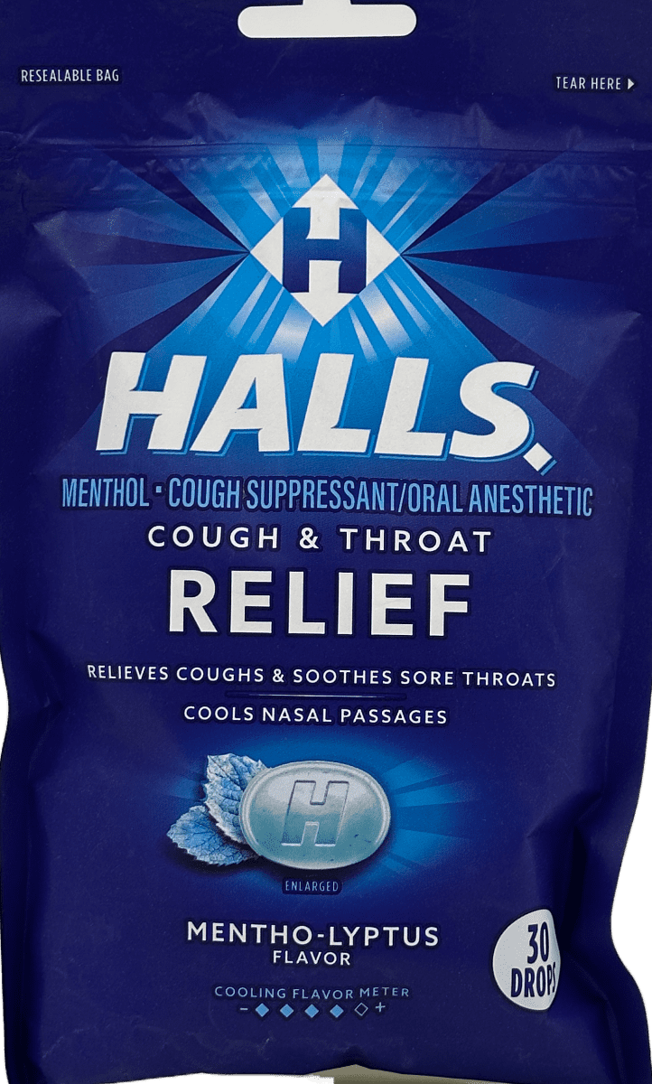 Halls Cough & Throat Relief Mentho-Lyptus Drops - 30 Drops - Mason Pharmacy